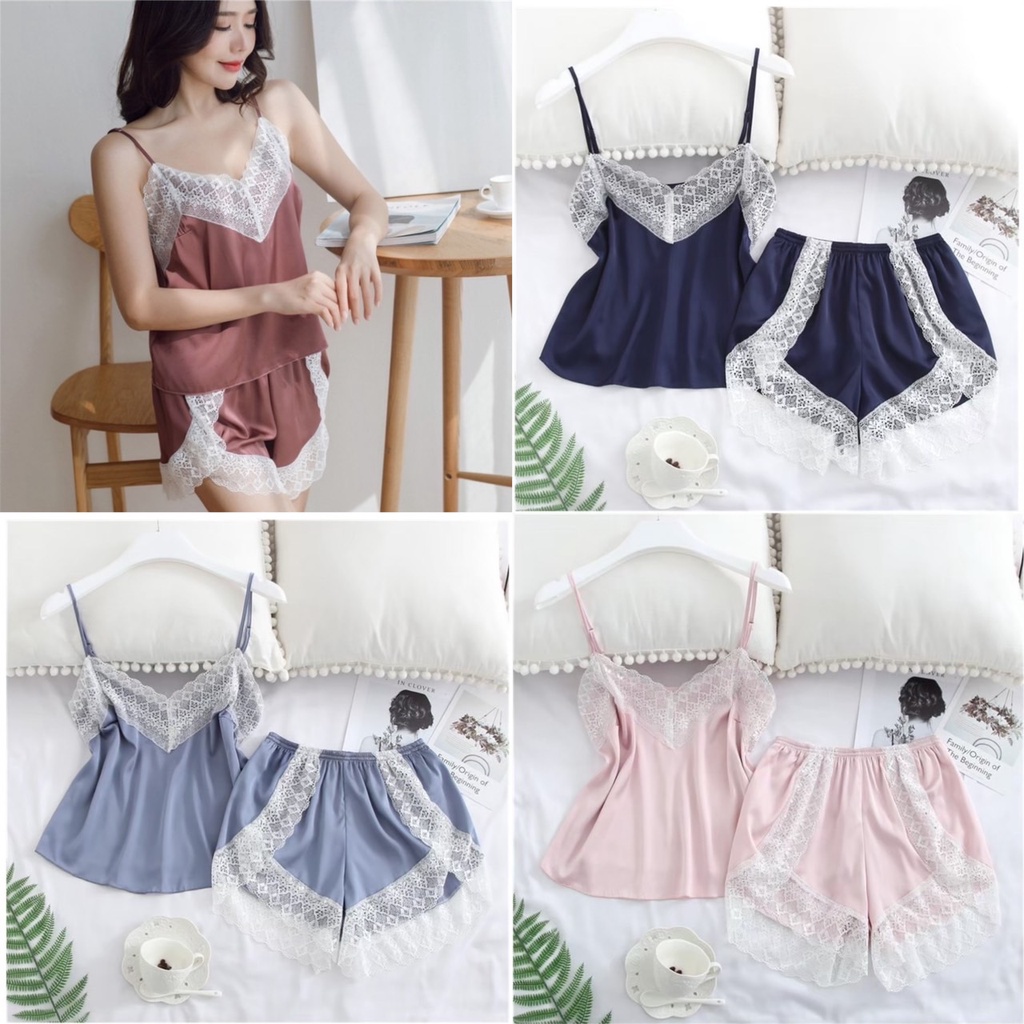 พร้อมส่ง ชุดนอนลายลูกไม้ ชุดนอนเซ็กซี่ Shopee Thailand