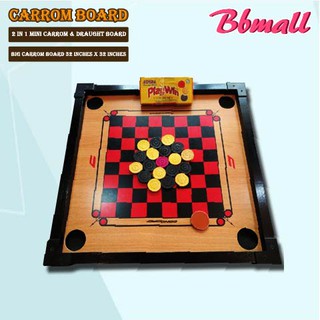 Wooden Carrom Board 2in1 Mini Draught Dam Haji Big Carrom Board Games ...
