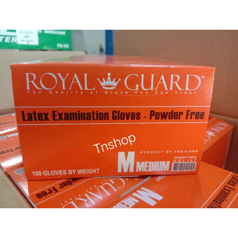 ถุงมือการแพทย์ ยี่ห้อ Royal Guard ไซส์ xs,s,m,l(100ชิ้น/กล่อง) รุ่นไร้แป้ง หนา ไม่ขาดง่าย ...