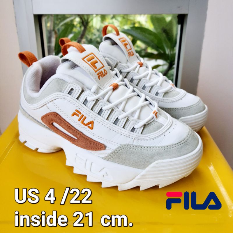 รองเท้าเด็กแบรนด์แท้มือ 2 ขนาด 21 cm. รองเท้าผ้าใบ FILA | Shopee Thailand