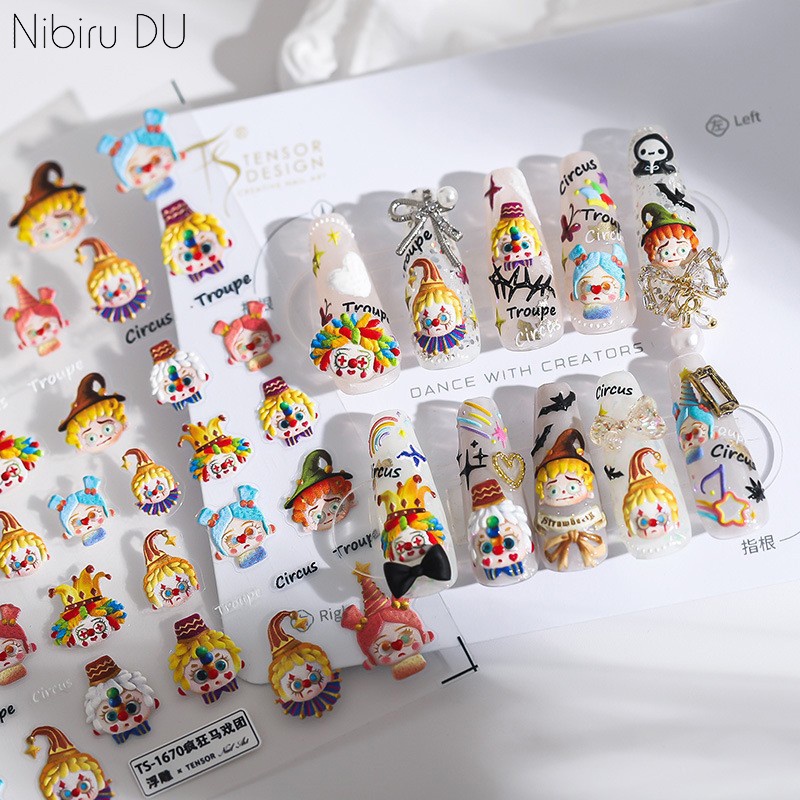 Ts-1670 สติกเกอร์กาวใส ลายตัวตลก 5D สําหรับติดตกแต่งเล็บ | Shopee Thailand