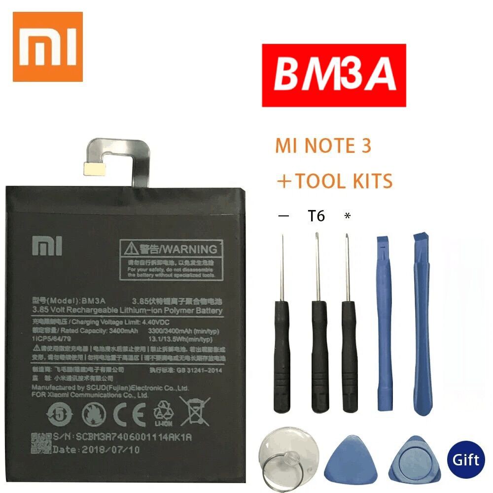 แบตเตอรี่ทดแทนสำหรับXiaomi Mi Note3 BM3A ของแท้แบตเตอรี่ 3400MAh | Shopee Thailand