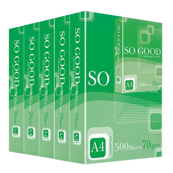 So good Copy Paper A4 70 gsm. 500 sheets. Pack 5 reams.โซกู๊ด กระดาษ ...