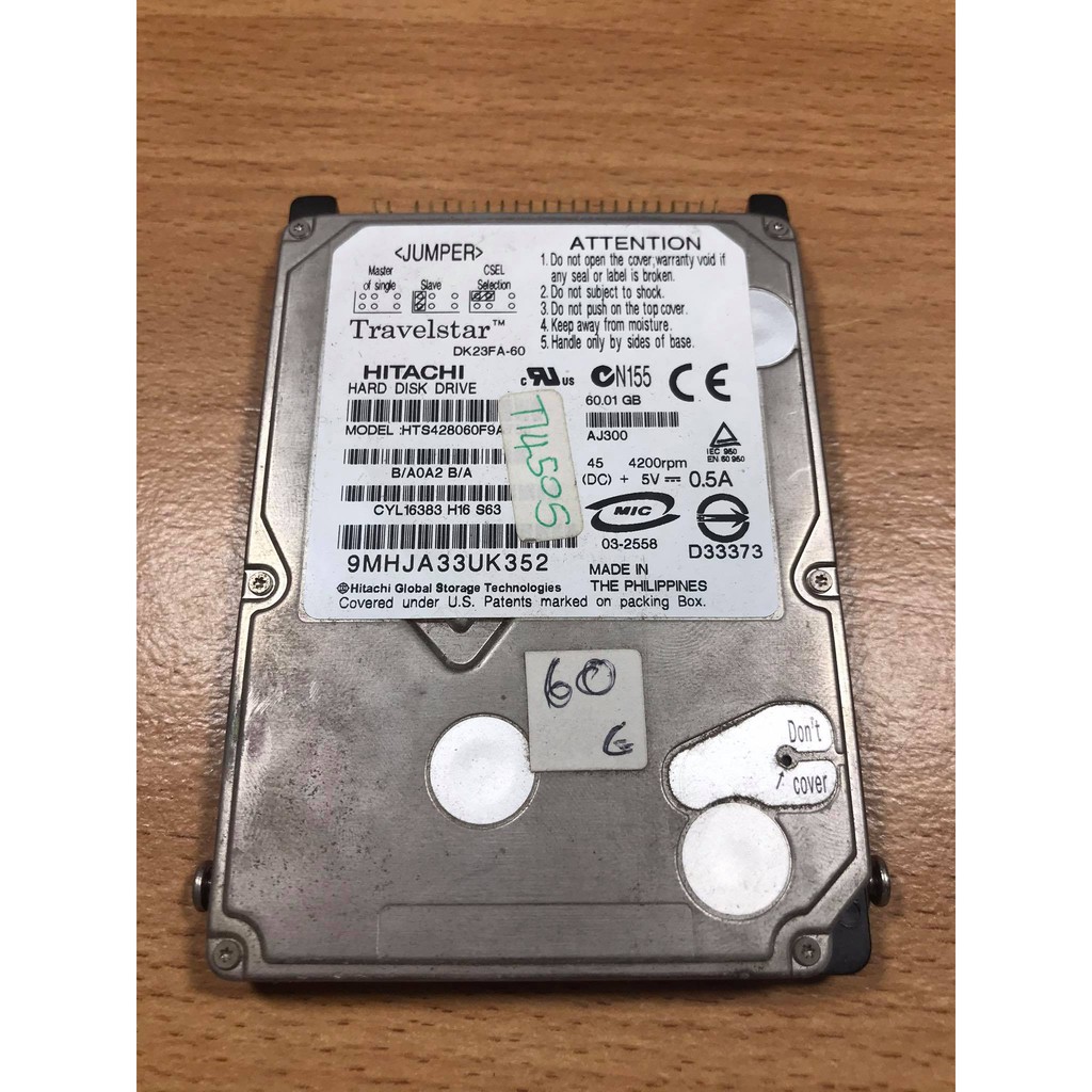 hdd ide 60g hitachi hts428060 มือ2 ใช้งานได้ปกติ ส่งไว ส่งฟรี | Shopee ...