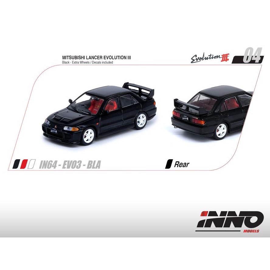 INNO64 1/64 : IN64-EVO3-BLA : Mitsubishi Lancer Evolution III Black ...