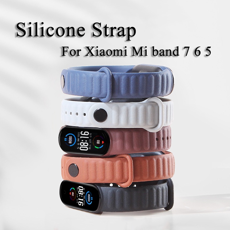 Xiaomi Mi Band 7 6 5 NFC สายหนังสายรัดข้อมือสําหรับ Miband7 6 สร้อยข้อมือซิลิโคน Smartband ...