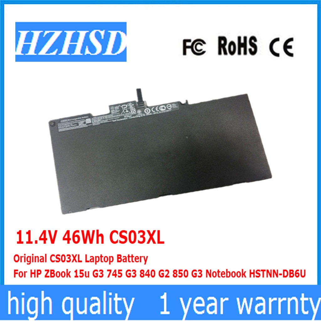 11.4V 46Wh CS03XL Battery For HP EliteBook 740 745 840 850 G3 G4ZBook ...
