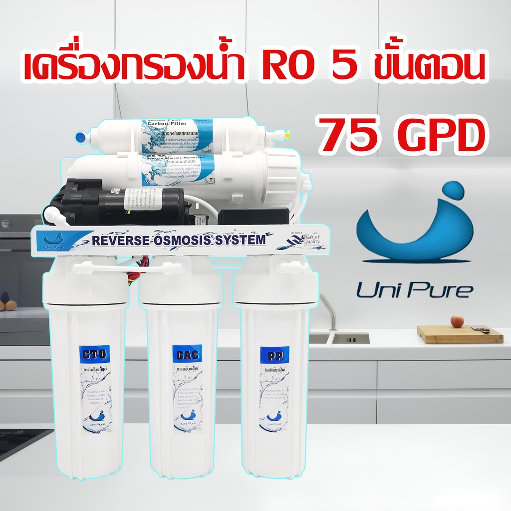 Fast pure Uni pure เครื่องกรองน้ำดื่ม RO 75 150 GPD 5 6 ขั้นตอน น้ำแร่ Water Purifier เครื่อง ...