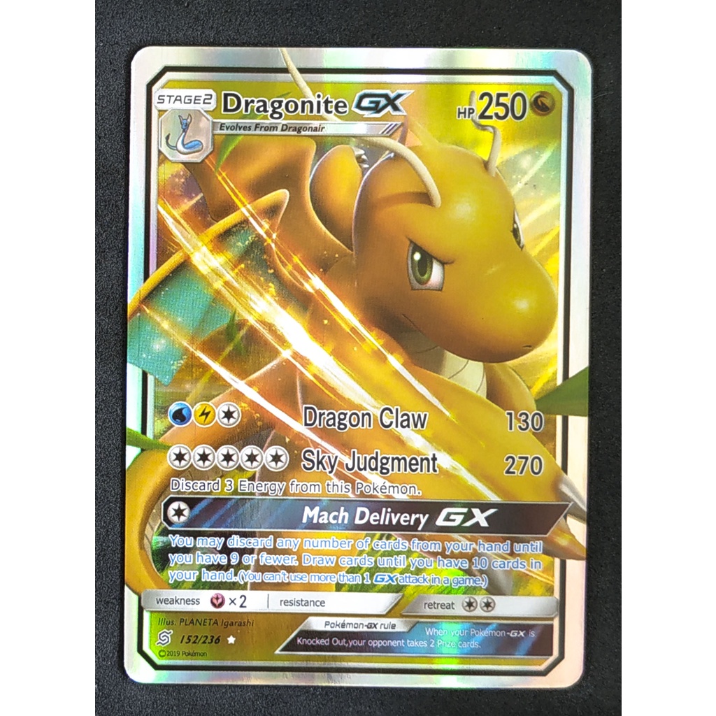 Dragonite GX Card 152/236 ไคริว Pokemon Card Gold Flash Light (Glossy ...