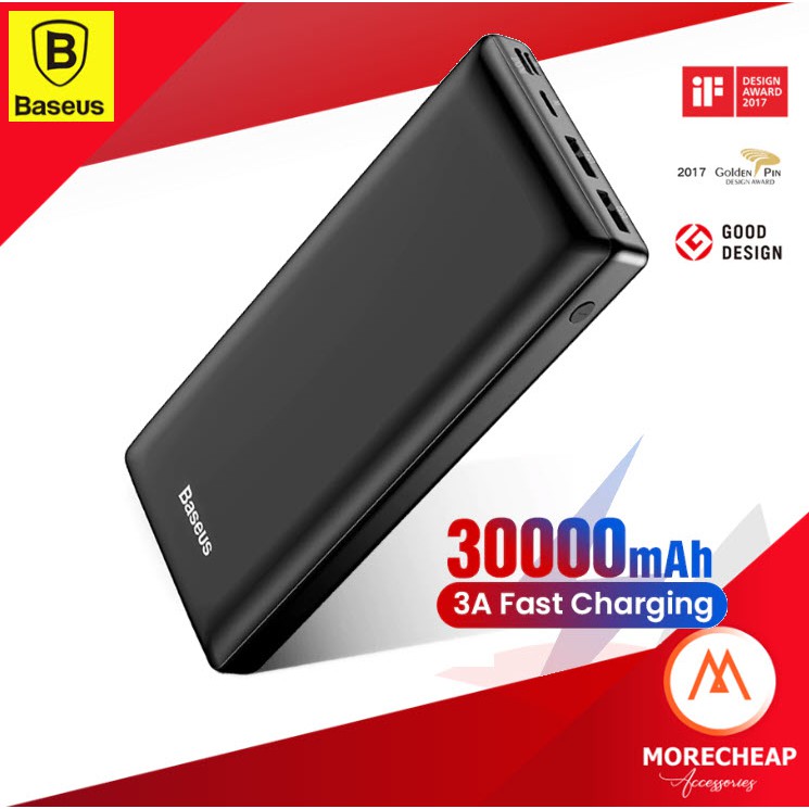 🔥ถูก/แท้🔥Baseus แบตสำรอง 30000 mAh USB-C PD 3A Power Bank 3 Port ชาร์จ ...