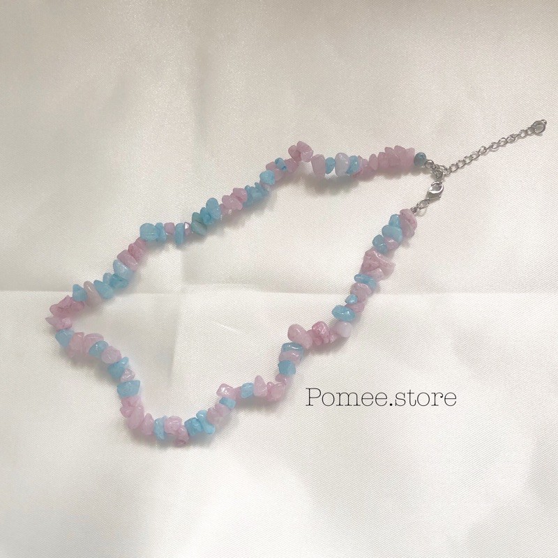 pomee.store ลูกปัดหินสี ฟ้า-ชมพู | Shopee Thailand