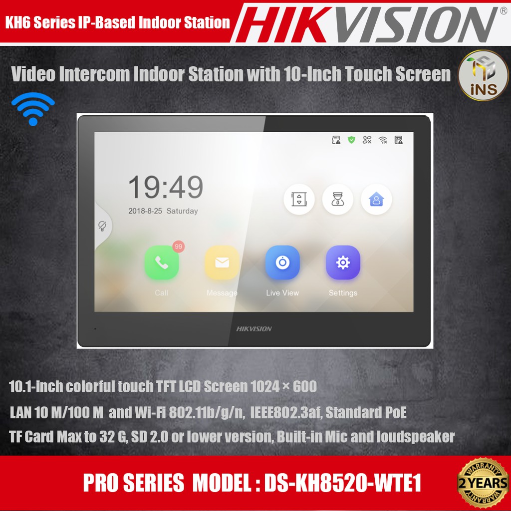 Hikvision 10-Inch touch screen PoE indoor station (Monitor) จอภาพแบบ ...