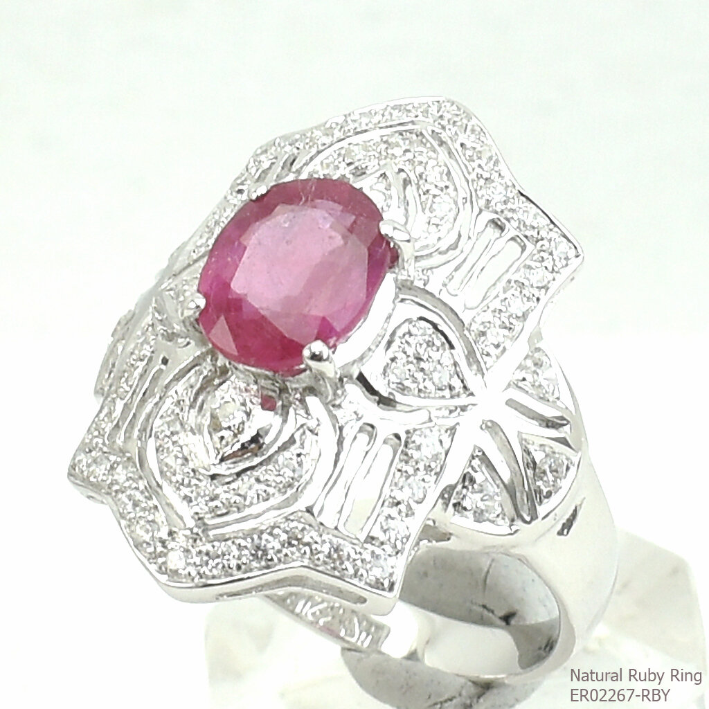 SKJewelryfactory แหวนเงินแท้ 92.5% ฝังพลอยทับทิมแท้ ดีไซด์สุดหรูอลังการ ...