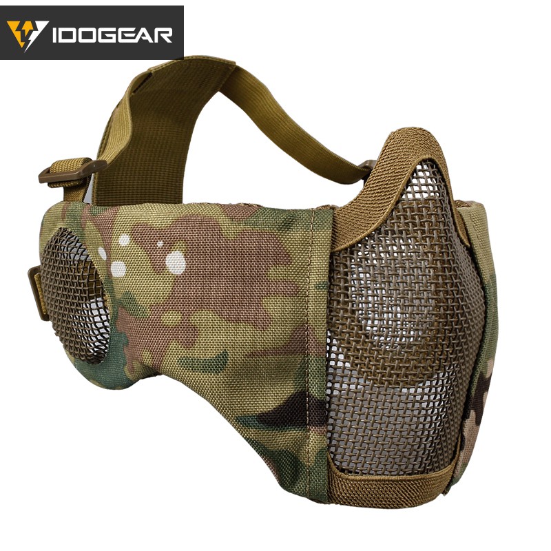 IDOGEAR tactical Mask Mesh Half Face Mask With Ear Protection Gear ...