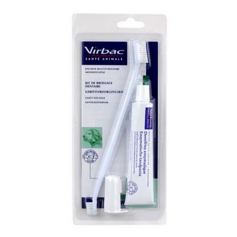 Virbac animal health แปรงสีฟันและยาสีฟัน สำหรับสุนัขและแมว รสเนื้อ ขนาด ...
