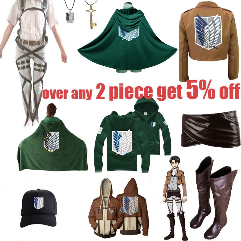 Attack On Titan Costume Green Cloak Japanese Anime Cosplay Shingeki No ...