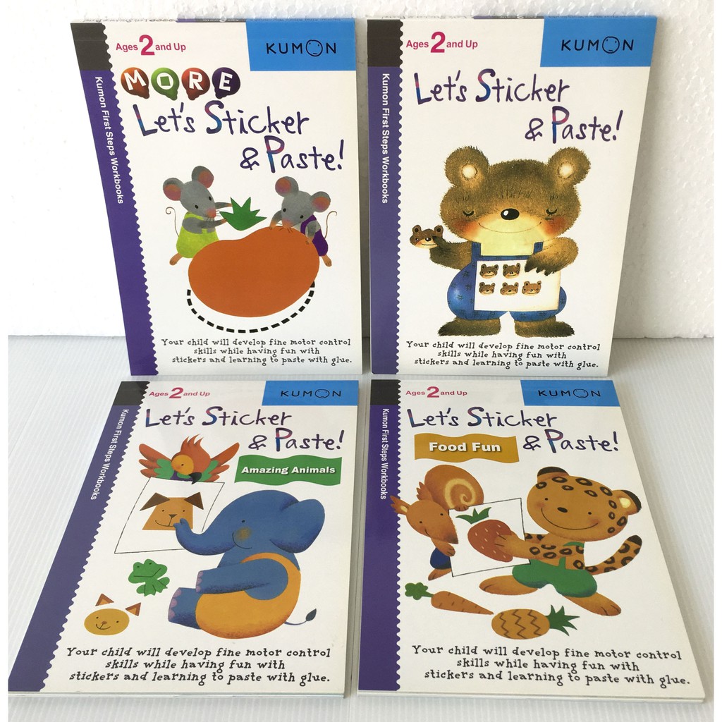 Kumon Let’s Sticker and Paste หนังสือสติ๊กเกอร์ 4 เล่ม สำหรับเด็ก 2 ขวบ ...