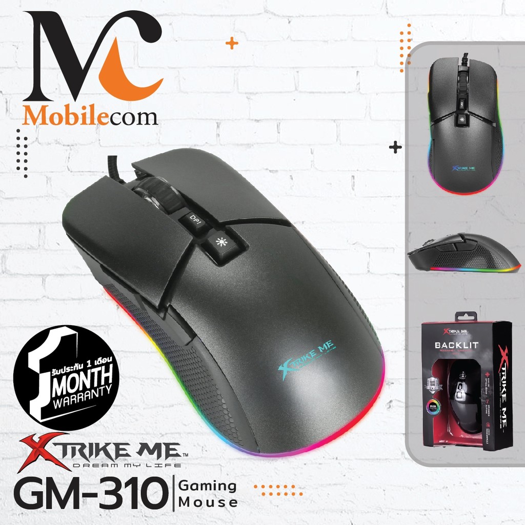 Xtrikeme GM-310 เม้าส์สำหรับเล่นเกมส์ เม้าส์เกมมิ่ง มีไฟ 7 สี มี Macro ...