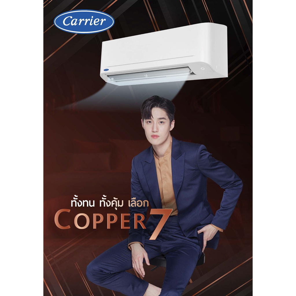 ราคาเครื่อง และ พร้อมติดตั้ง เครื่องปรับอากาศ แอร์ติดผนัง แคเรียร์ Carrier รุ่น Copper 7 42TSAA ...
