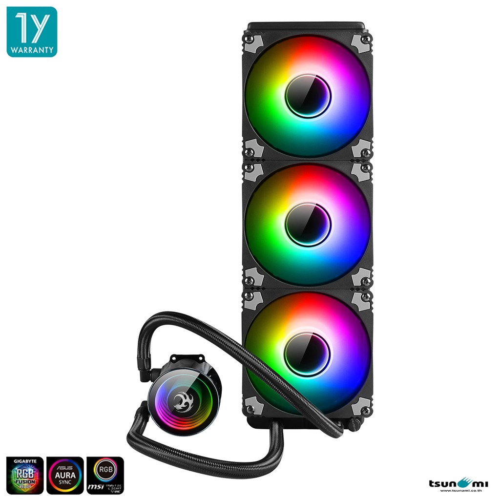 ชุดน้ำปิด 3 ตอน Tsunami Coolman CM-360 PRO ARGB Liquid CPU Cooler for ...