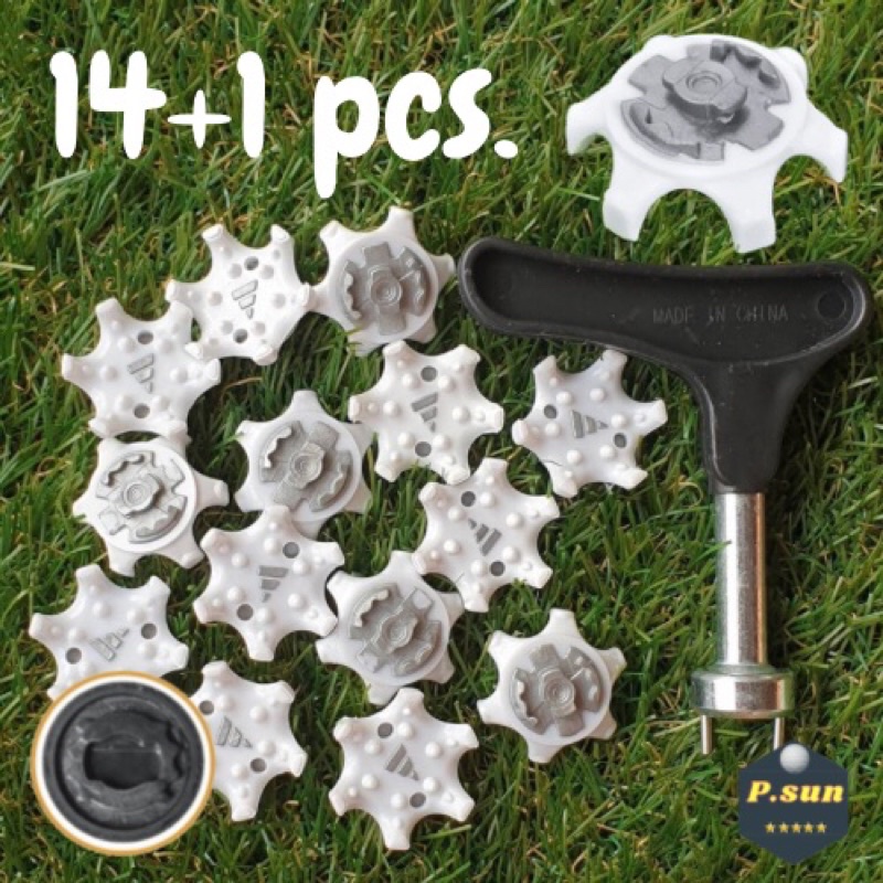 ปุ่มรองเท้ากอล์ฟ 14pcs.+1ตัวไขปุ่ม Spikes golf stude type Pin ...
