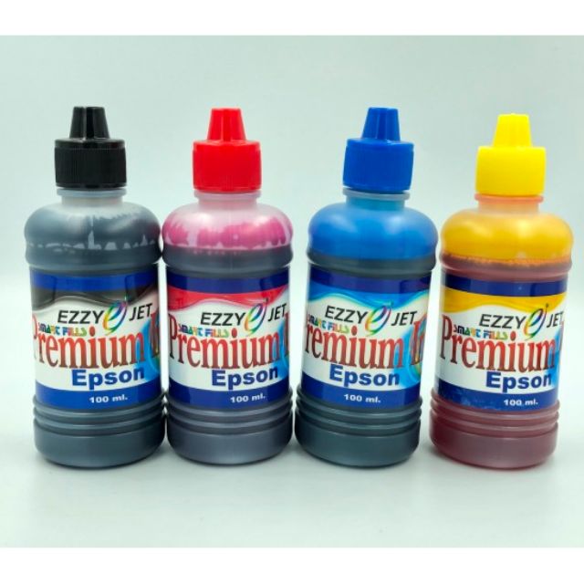 Ezzy-jet EPSON Inkjet Premium Ink หมึกเติมอิงค์เจ็ท EPSON.ขนาด 100 ml. ( ชุด 4 สี. BLCK/CYAN ...