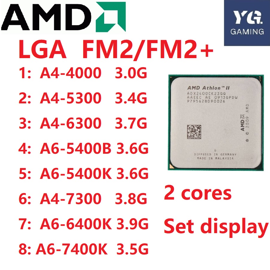 Amd A4 5300 6300 4000 A4-7300 A6-5400k A6 6400 7400 จอแสดงผลกลาง CPU ...