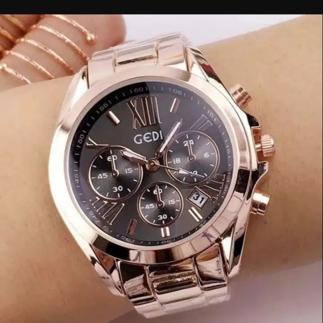 GEDI Watch จีดี้วอช นาฬิกาข้อมือผู้หญิง งานแท้ หน้าปัดสไตล์ MK สีพิงค์โ ...