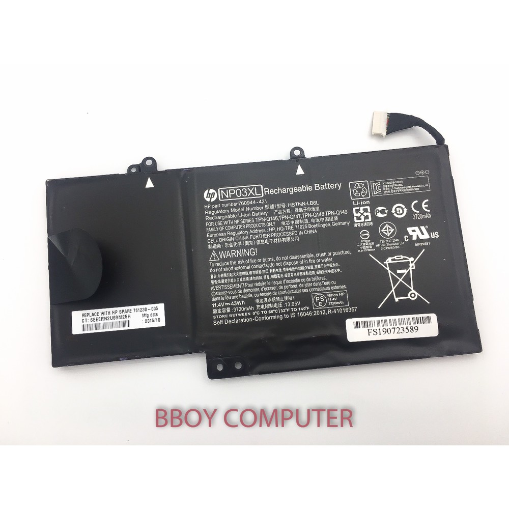 HP battery แบตเตอรี่ ของแท้ HP NP03XL Pavilion X360 13-A ENVY X360 15-U ...