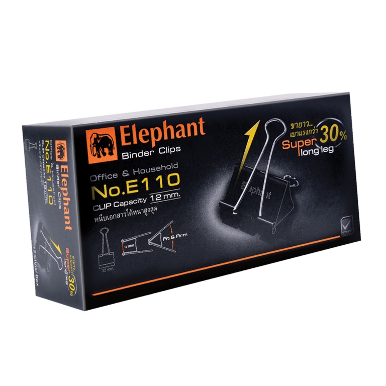 (12 ชิ้น) คลิปหนีบ ตราช้าง เบอร์ E108/E109/E110/E111/E112 | Shopee Thailand
