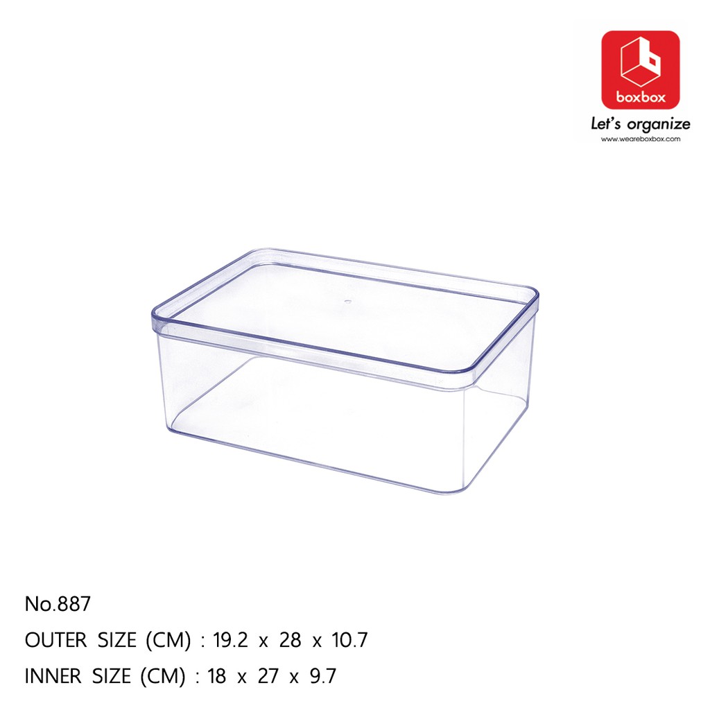 boxbox No.887 L (ไม่เจาะรู)ขนาด 19.2x 28 x10.9 ซม. กล่องพลาสติกใสอเนก ...