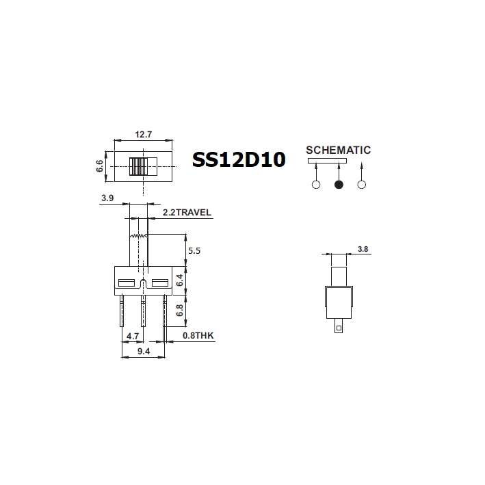 สวิทช์ เลื่อน Slide switch Toggle switch 3 ขา ขนาด 6.6x12.7mm #สวิทช์ ...