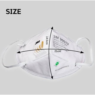 3M 9001V P1 , 3M 9002V P1 หน้ากากป้องกันฝุ่น ละออง พับได้ มีวาล์วระบายอากาศ (25ชิ้น/1กล่อง) สาย ...