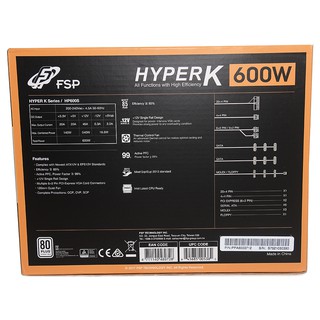 POWER SUPPLY (อุปกรณ์จ่ายไฟ) FSP HYPER K 600W ( 80+ ) ( HP600S ) รับ ...