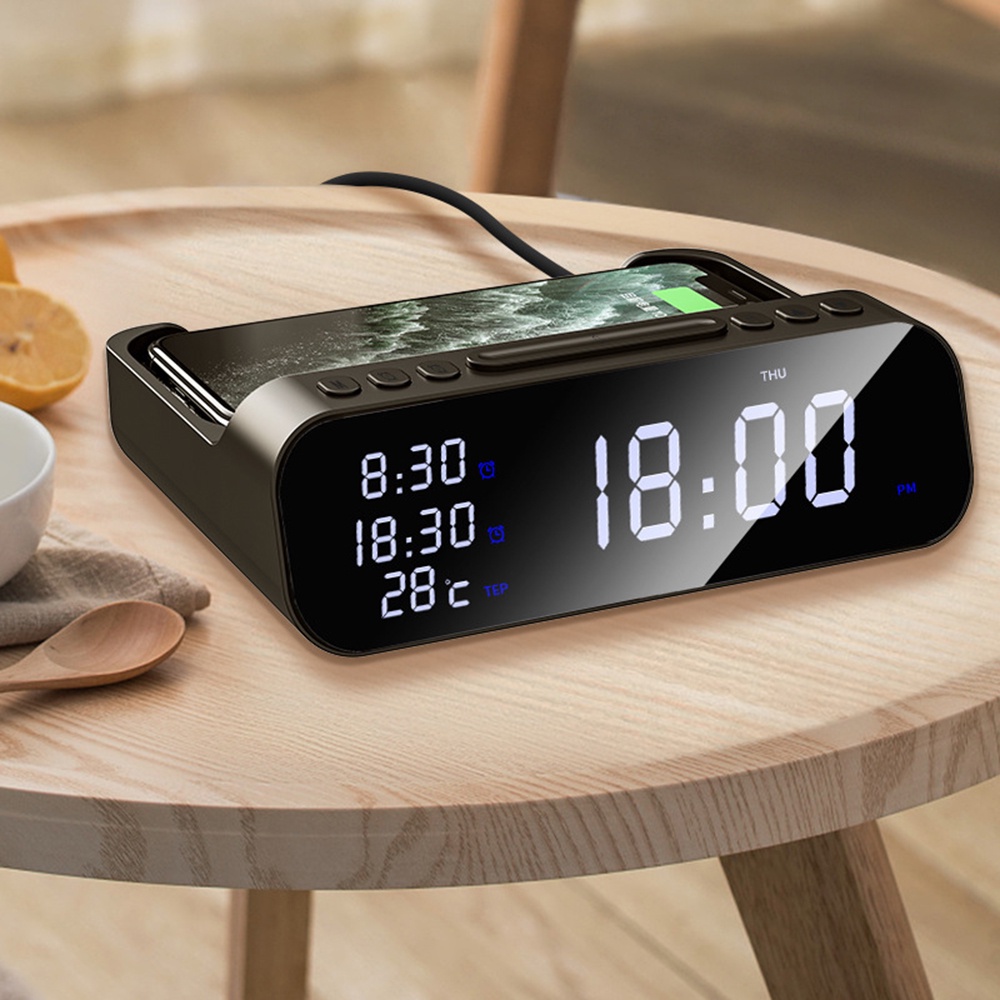 3 in 1 Multi-function Phone Wireless Charger LED Desktop Clock Charging ...