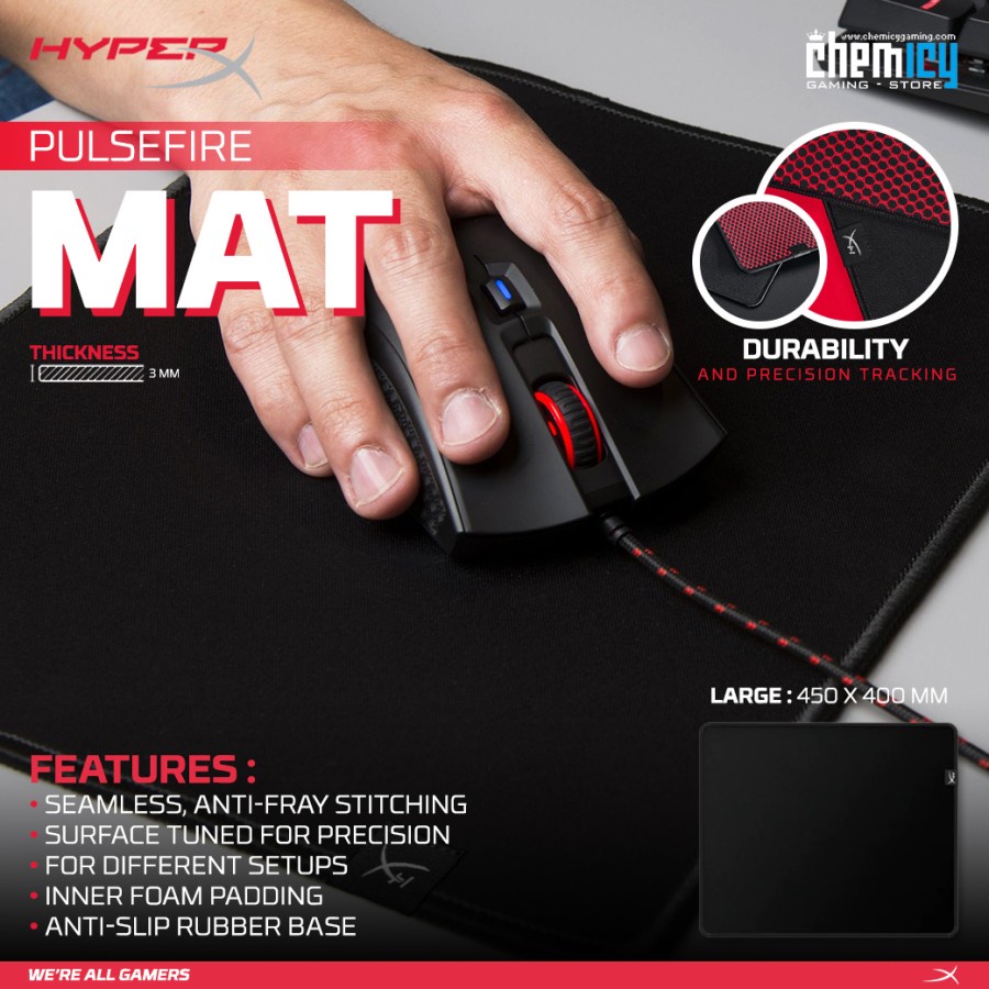 Hyperx Pulsefire Mat แผ่นรองเมาส์สําหรับเล่นเกมพื้นผิวผ้าขนาดใหญ่ ...