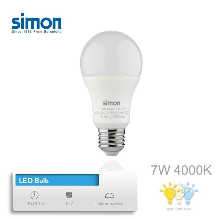 Simon 1 Pack 4pcs.หลอดไฟLED Led 7W/11W ประหยัดไฟ LED Bulb A60 หลอดไฟแอล ...