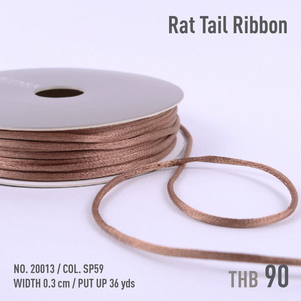 MOMOTARA No.20013 (ชุดที่ 2) ริบบิ้นหางหนู Rat Tail Ribbon ขนาด 0.3 CM ...