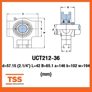 UCT212-36 ตลับลูกปืนตุ๊กตา BEARING UNITS UCT 212-36 (สำหรับรูเพลาขนาด 2.1/4 นิ้ว หรือ 2 นิ้ว 2 ...