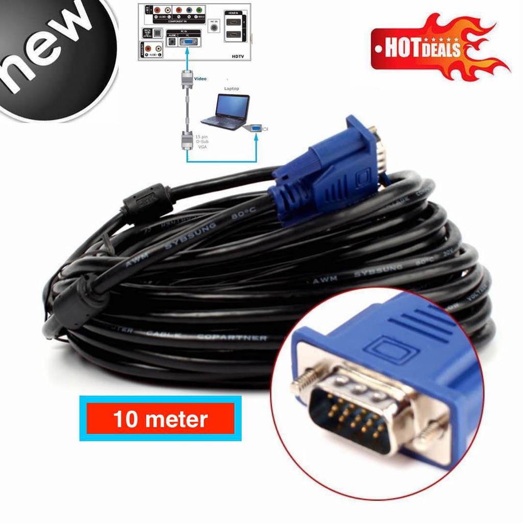 VGA Cable VGA Male to Male D-Sub Cable Lead for PC Monitor Projector ...