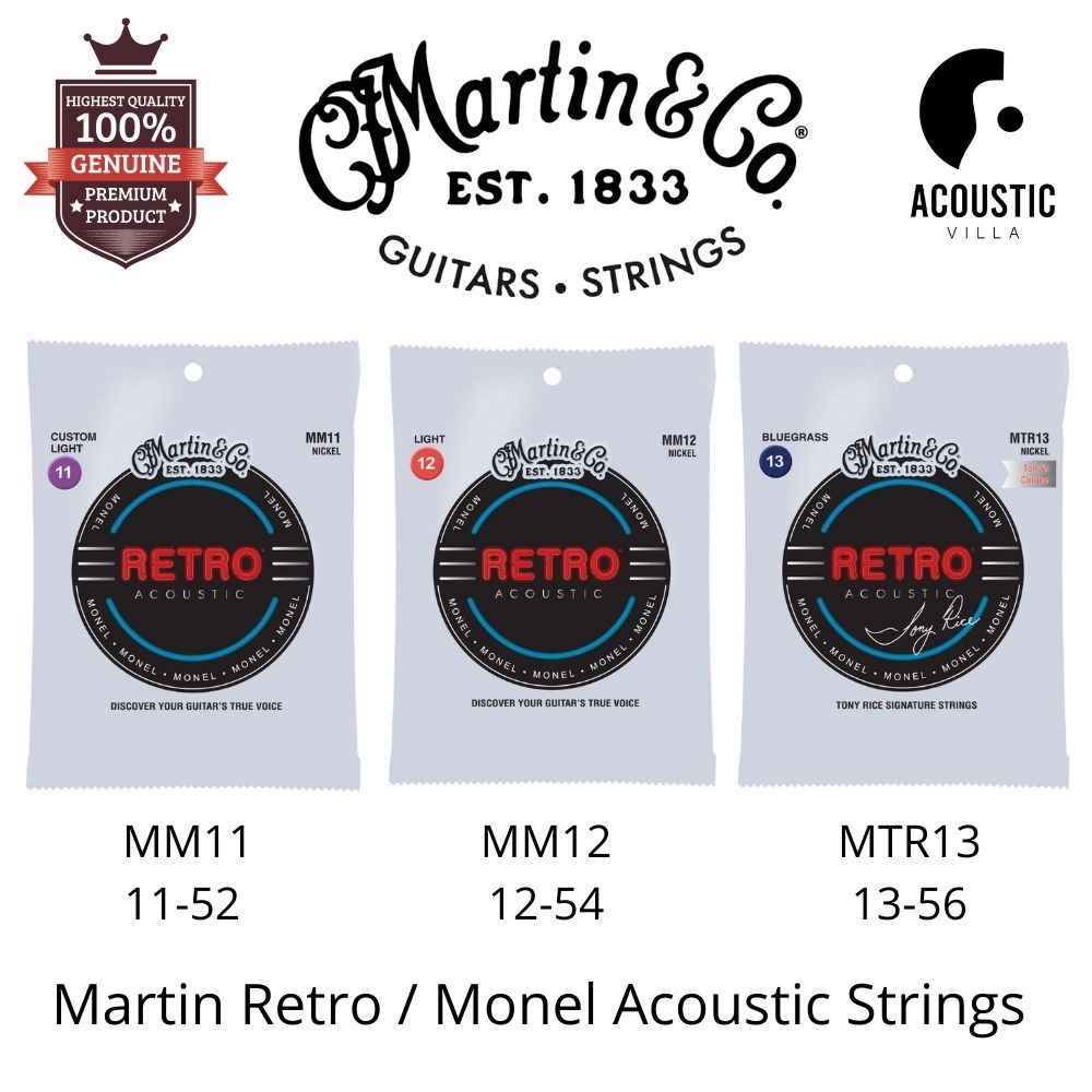 สายกีตาร์โปร่ง Martin Retro Monel Acoustic Guitar Strings | Shopee Thailand