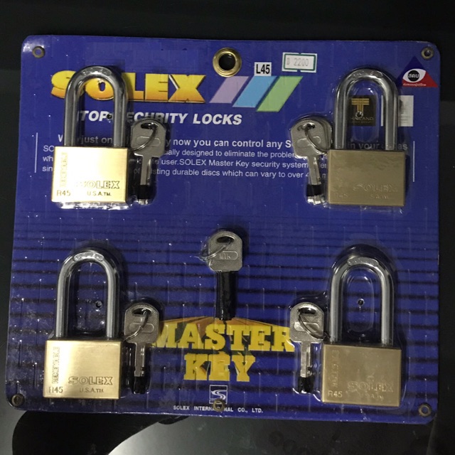 กุญแจทองเหลือง Solex Master Key 4ตัวชุด ขนาด 45มม. คอยาว | Shopee Thailand