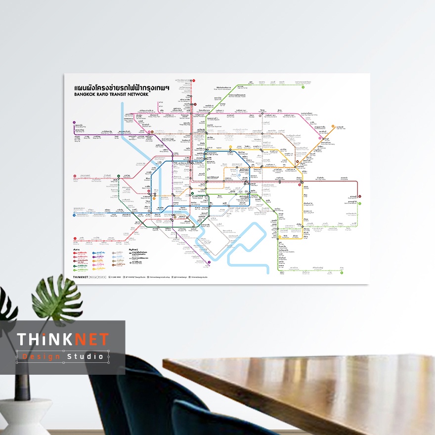 โปสเตอร์แผนผังโครงข่ายรถไฟฟ้ากรุงเทพฯ Bangkok Rapid Transit Network ...