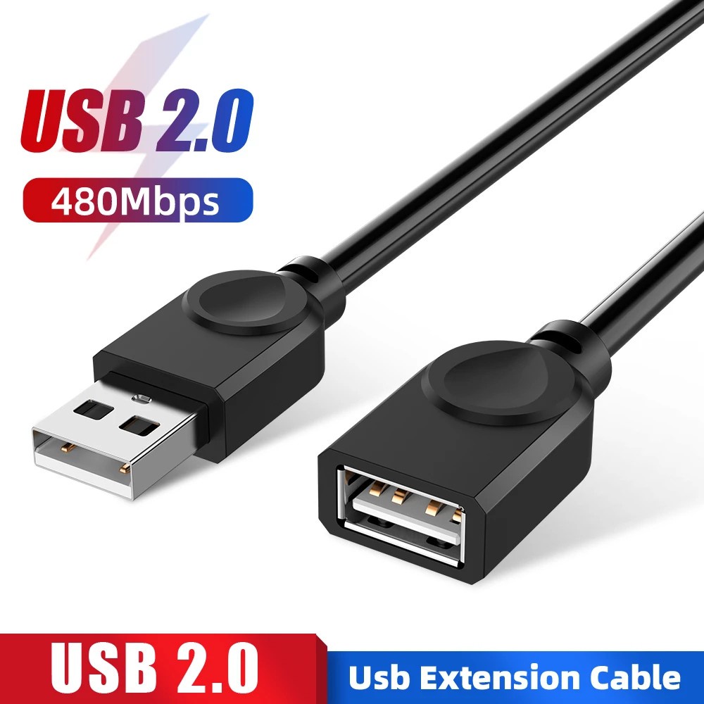 USB 2.0 Extension Cable Data / Male to Female Cable Extender Data Cord ...
