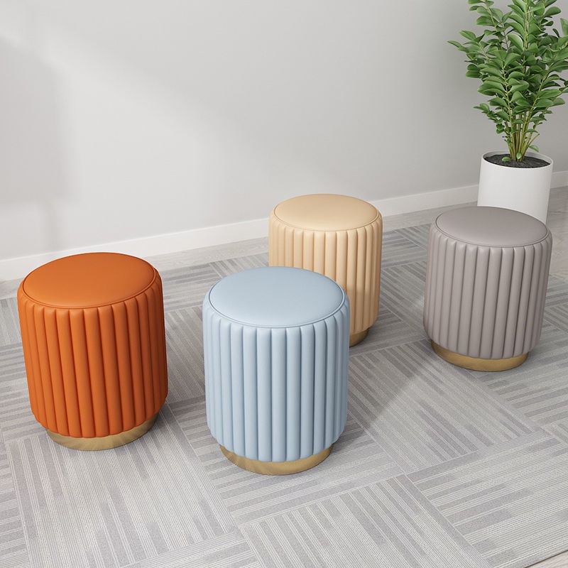 Customizable dressing table stool leather flannel round stool bedroom ...