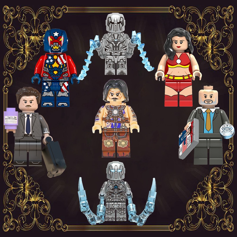 ของเล่นตัวต่อฟิกเกอร์ Howard Stark Whiplash Obadiah Stane Iron Man ...