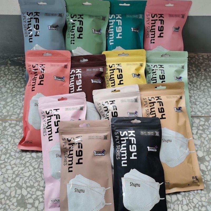 Shumu KF94 หน้ากากอนามัย 5 ชั้น 10 ชิ้น / แพ็ค ฟรีตัวล็อกแมส 1 ชิ้น ...