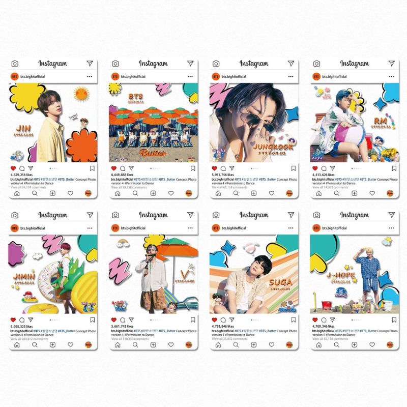 8 ชิ้น BTS Bangtan Boys ING Instagram IG การ์ดใส Kpop ของสะสม Idol ...