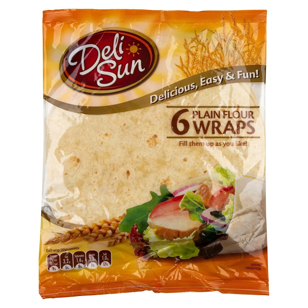 DELI SUN 10 Plain Flour Wraps Whole Wheat Size 250g. | Shopee Thailand