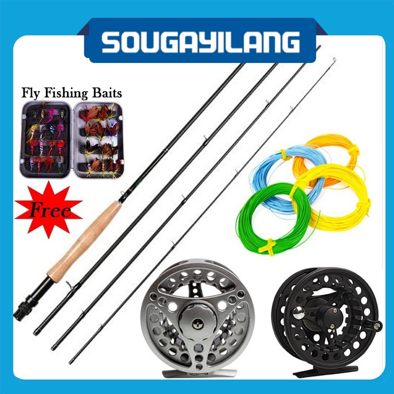 2.7M Carbon Fly Fishing Rod with Metal Fly Reel Line Lures Combo Kit ...